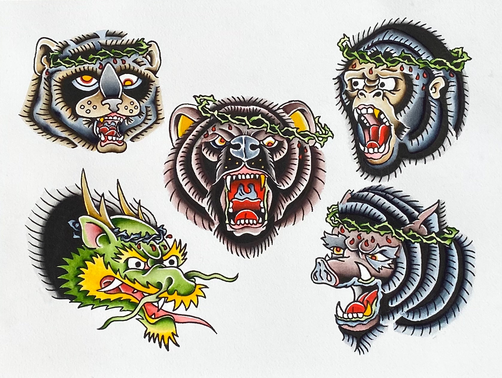 Traditional Bear Tattoo Flash